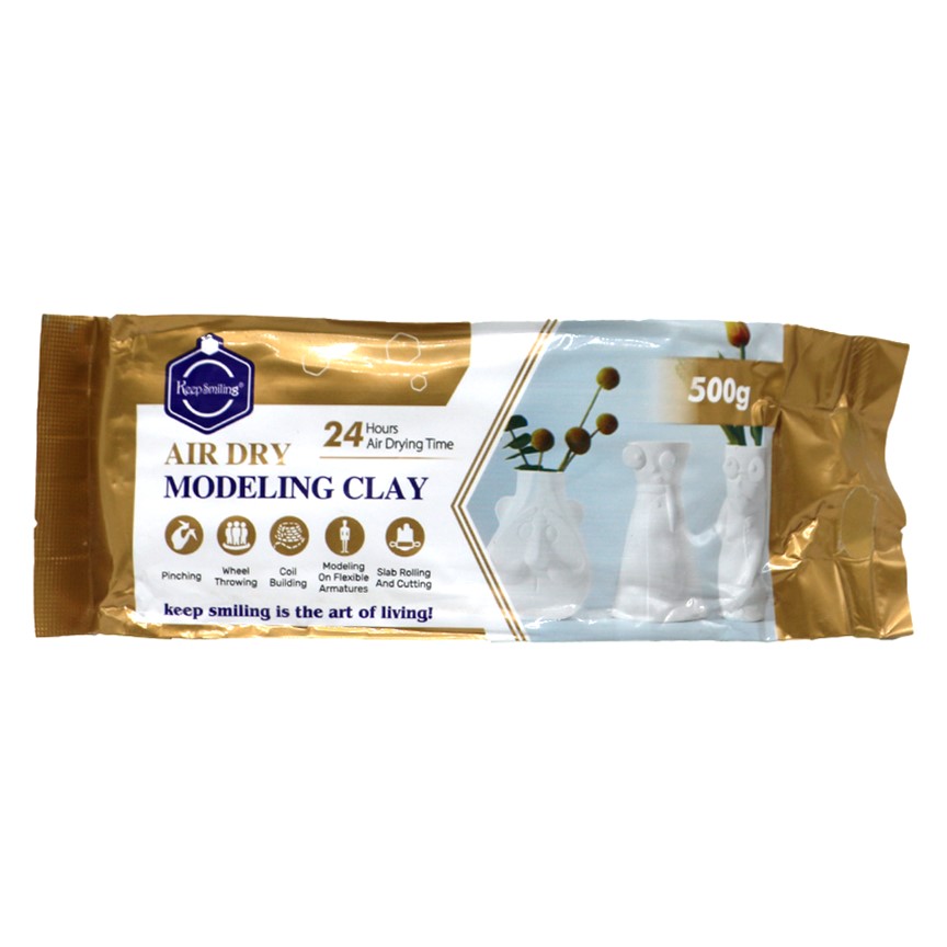 Keep Smiling Air Dry Modelling Clay 500g/250g - White - eStationers